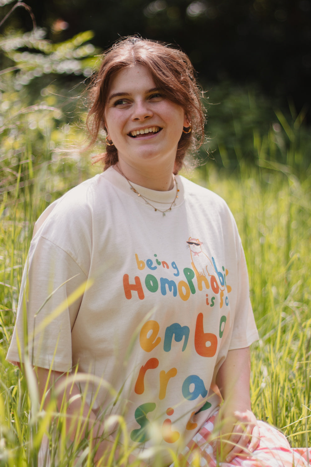 Eco-printed Being Homophobic is Embarrassing, Charity Oversized Tee, W ...