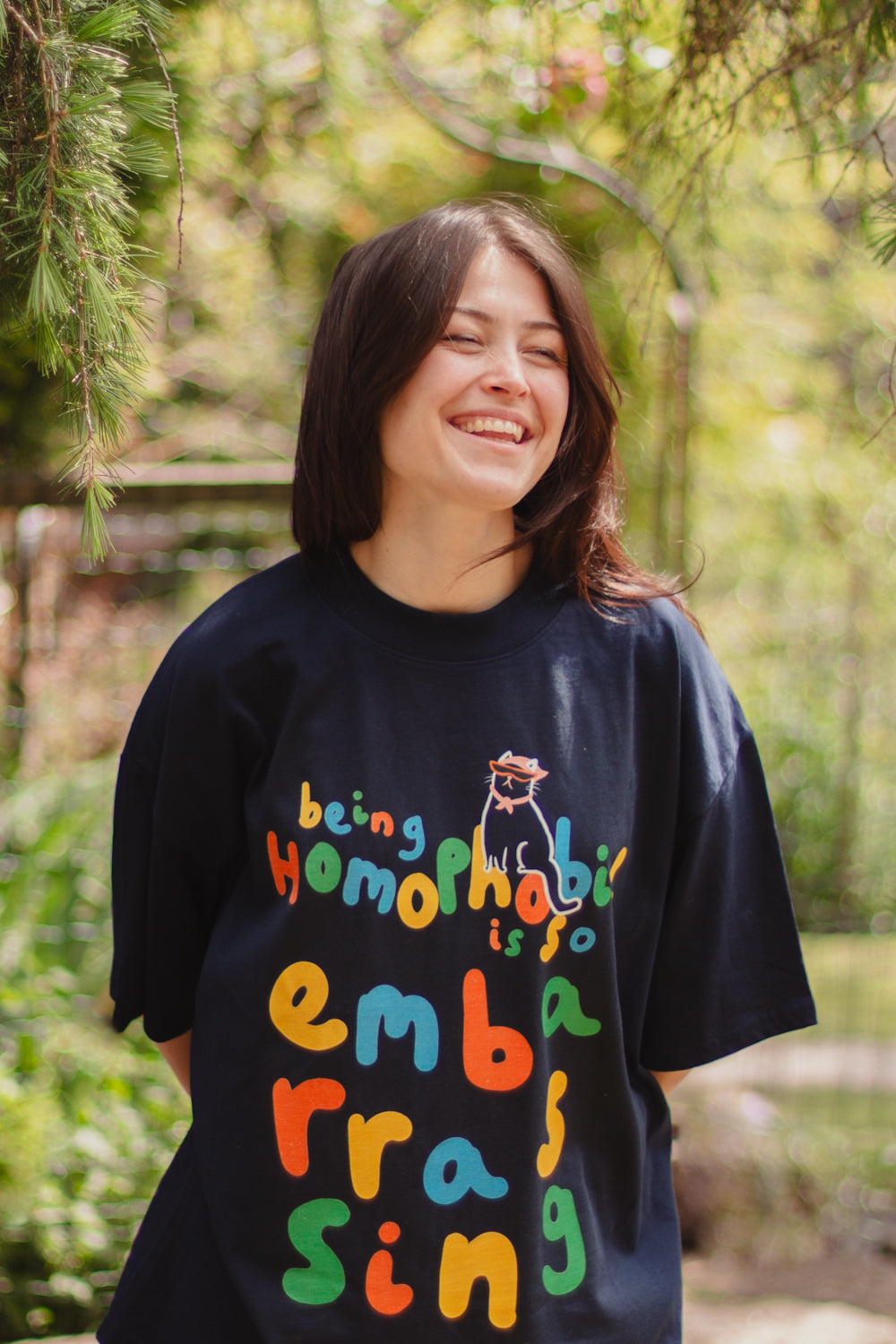 Eco-printed Being Homophobic is Embarrassing, Charity Oversized Tee, W ...