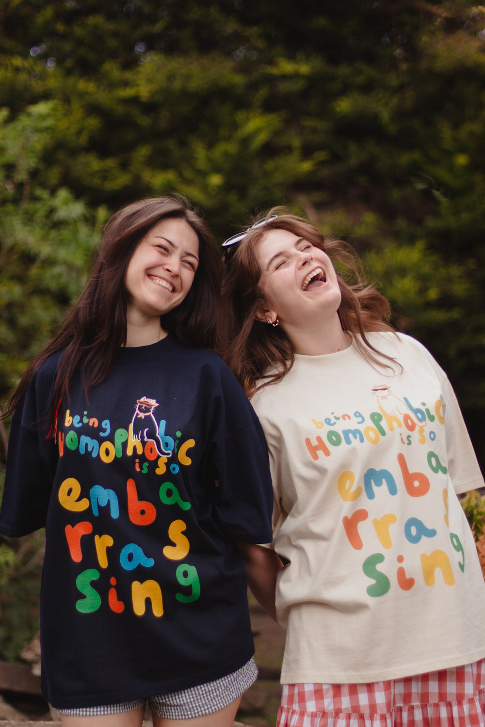 Eco-printed Being Homophobic is Embarrassing, Charity Oversized Tee, W ...